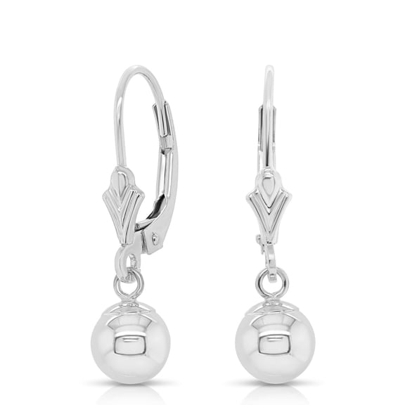Tilo Jewelry 10K White Gold Diamond-Cut Ball Drop Dangle Earrings with ...