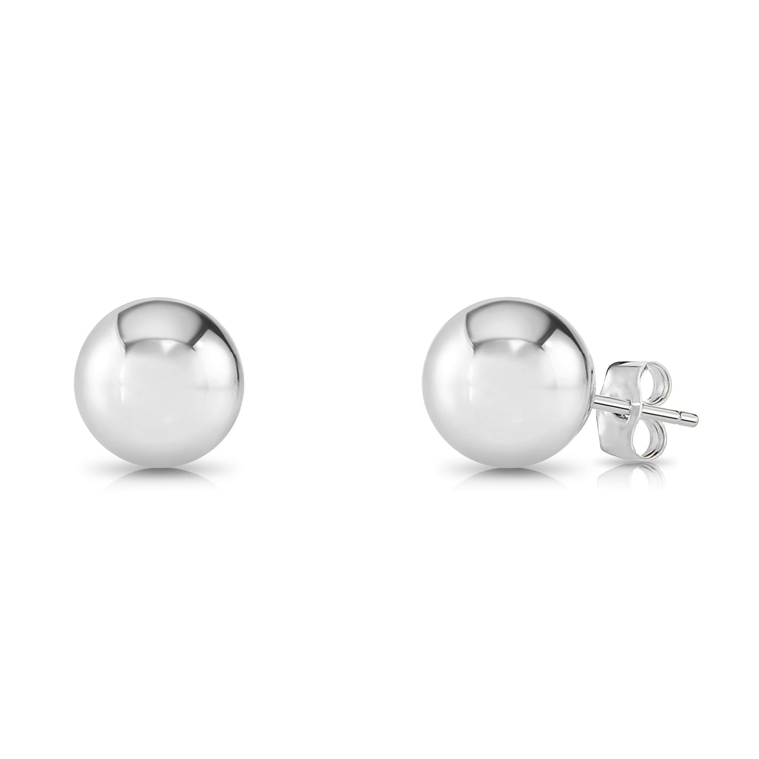Tilo Jewelry 14K White Gold Polished Ball Stud Post Earrings with ...