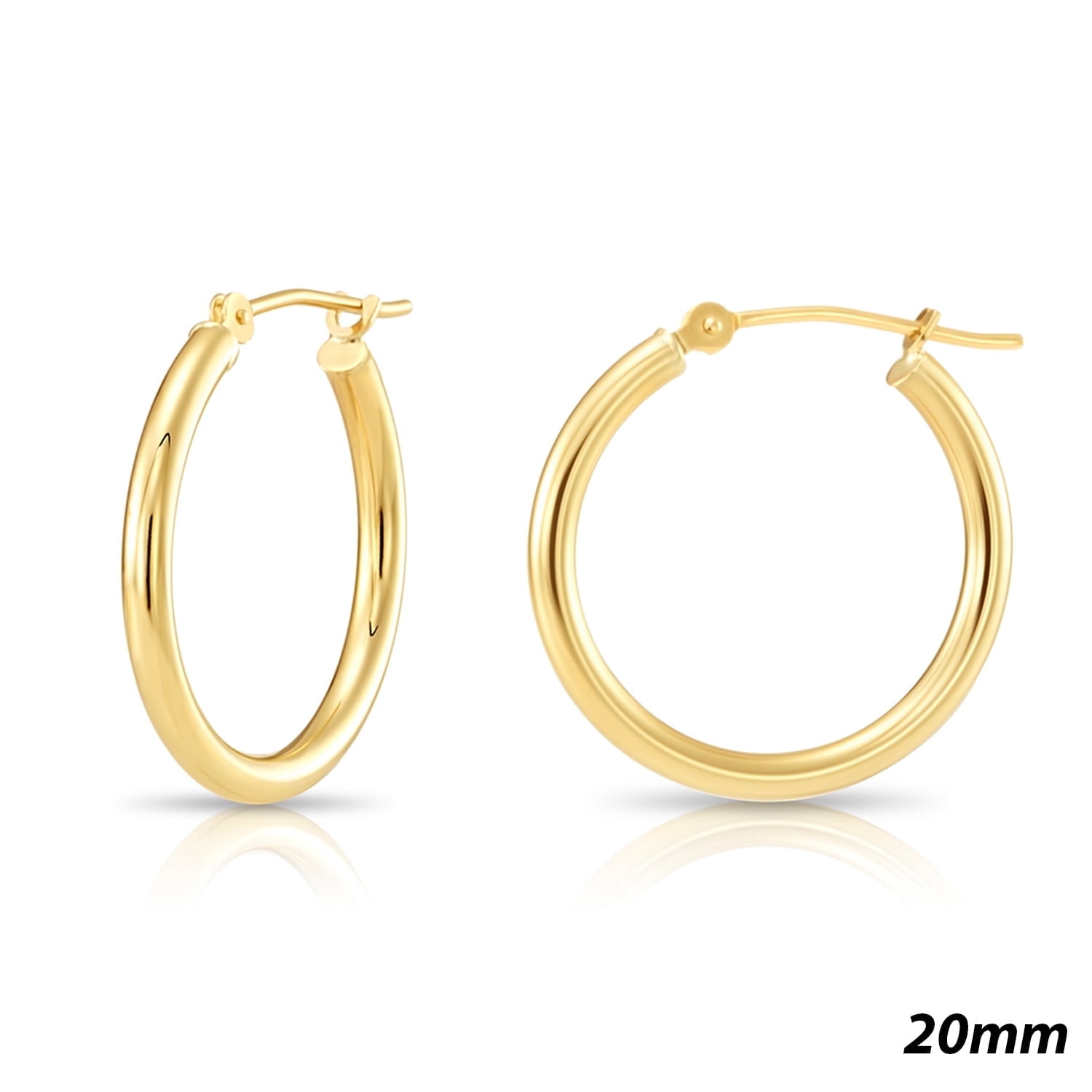 Free Shipping! Tilo Jewelry 14K Yellow Gold Hoop Earrings 20mm Classic ...