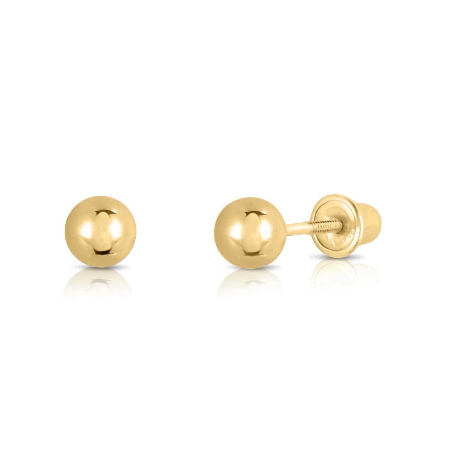 Tilo Jewelry, 14K Yellow Gold Polished Ball Stud Earrings, 4mm ...