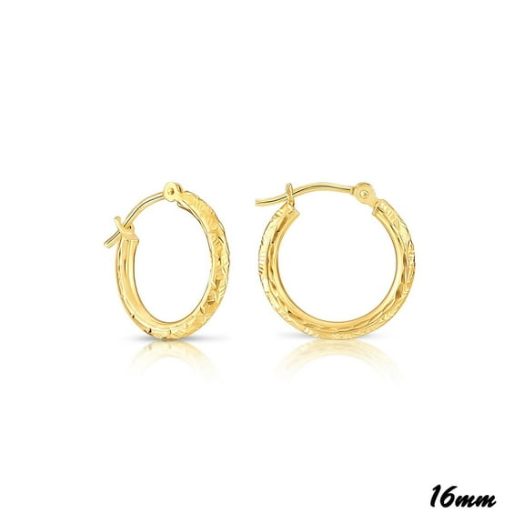 14k Yellow Gold Womens Twisted Hoop Earrings - Walmart.com