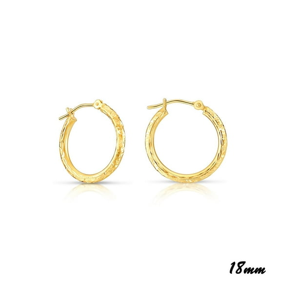 Bellano Women's Hoop Earrings 0.50CT Round Diamond 10K Yellow Gold ...