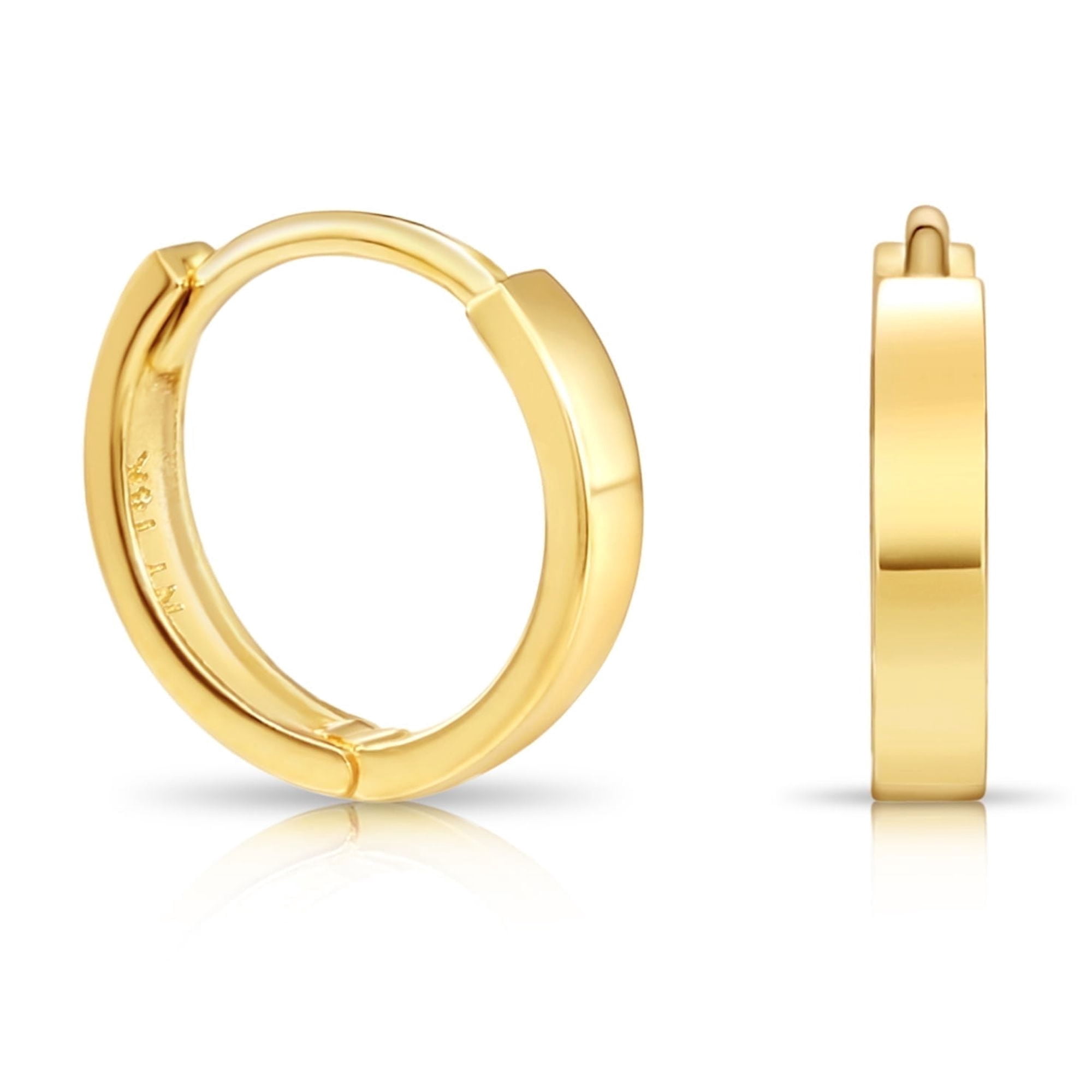 Tilo Jewelry 14K Yellow Gold Shiny Round Plain Huggie Hoop Earrings ...