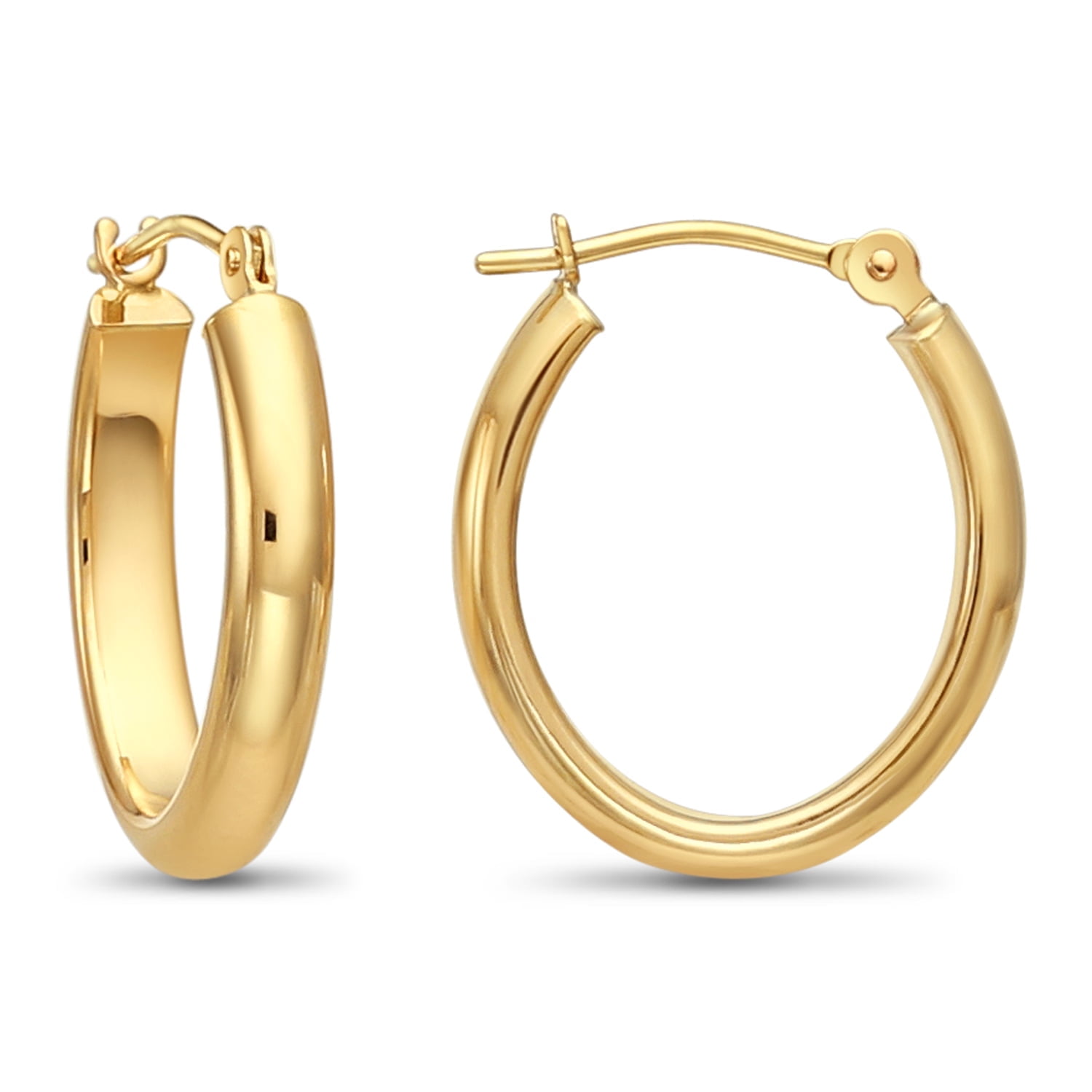 Tilo Jewelry 14K Yellow Gold Small Oval Gold Hoop Earrings (18mm - 0.71 ...
