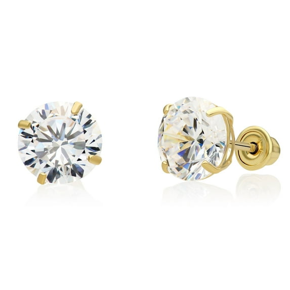 Tilo Jewelry 14k Yellow Gold Cubic Zirconia Solitaire Round Stud ...