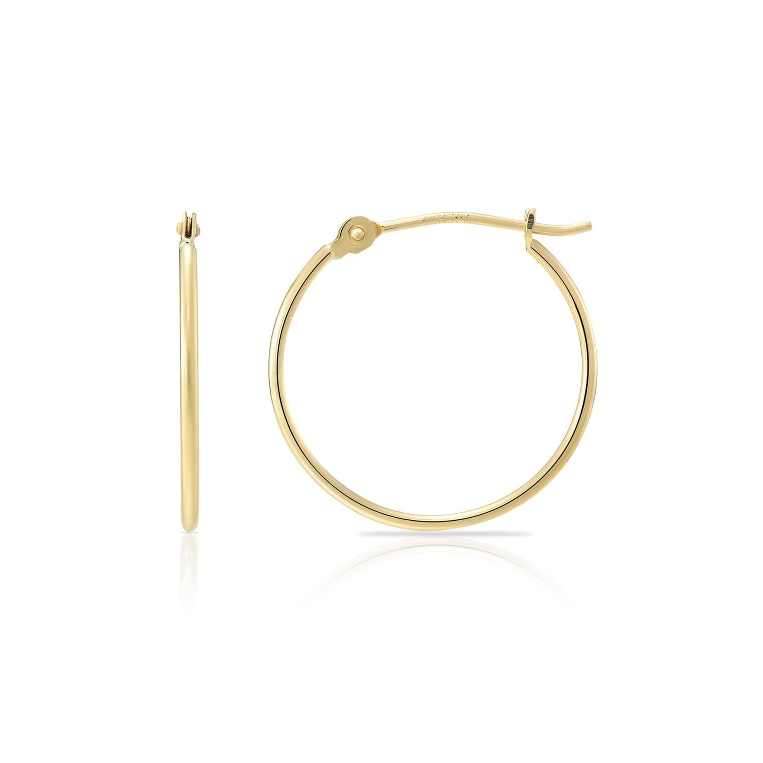 Tilo Jewelry 14K Yellow Gold Small Thin Hoop Earrings, 1mm Tube (10mm ...