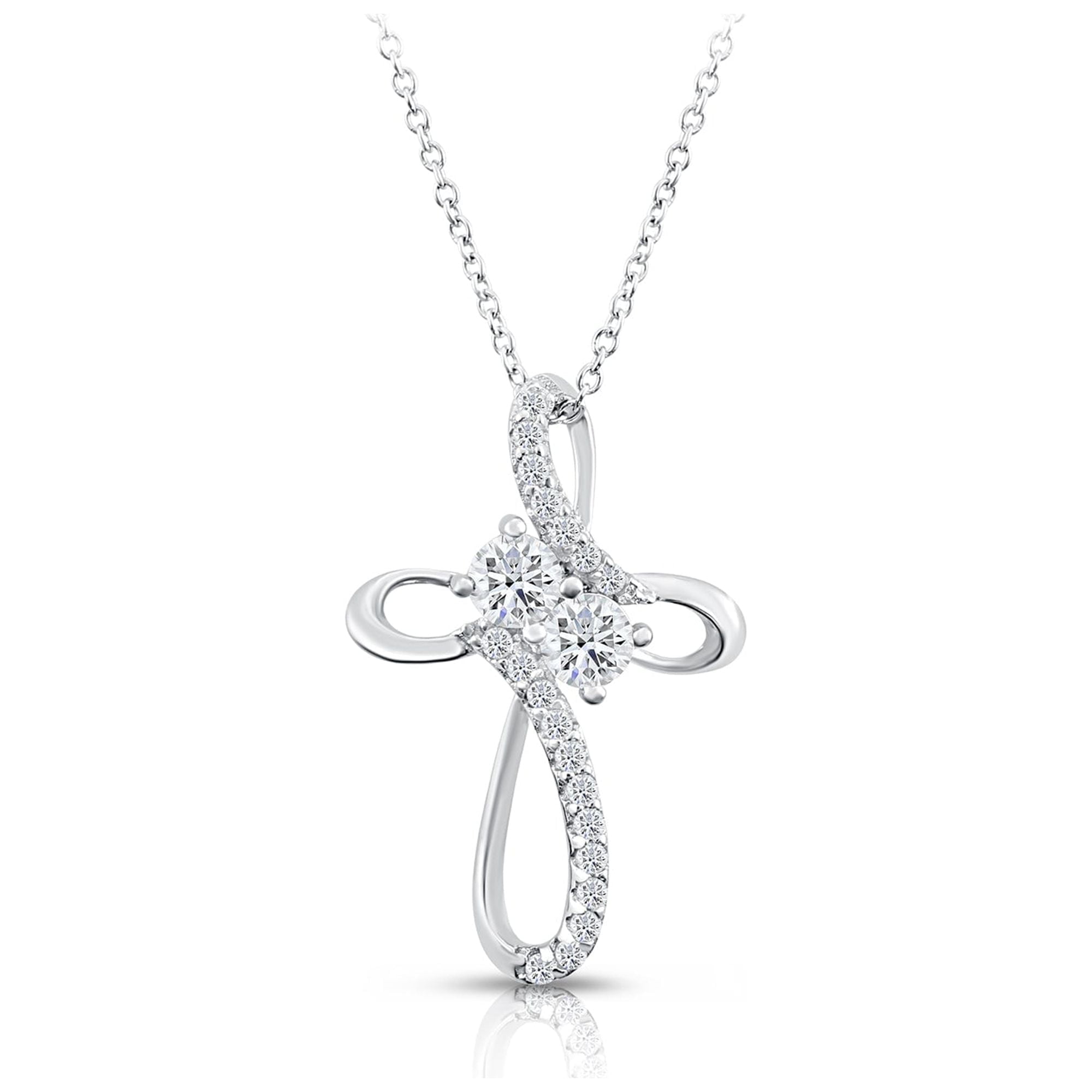 Tilo Jewelry Solid 925 Sterling Silver Cross Pendant Necklace with ...
