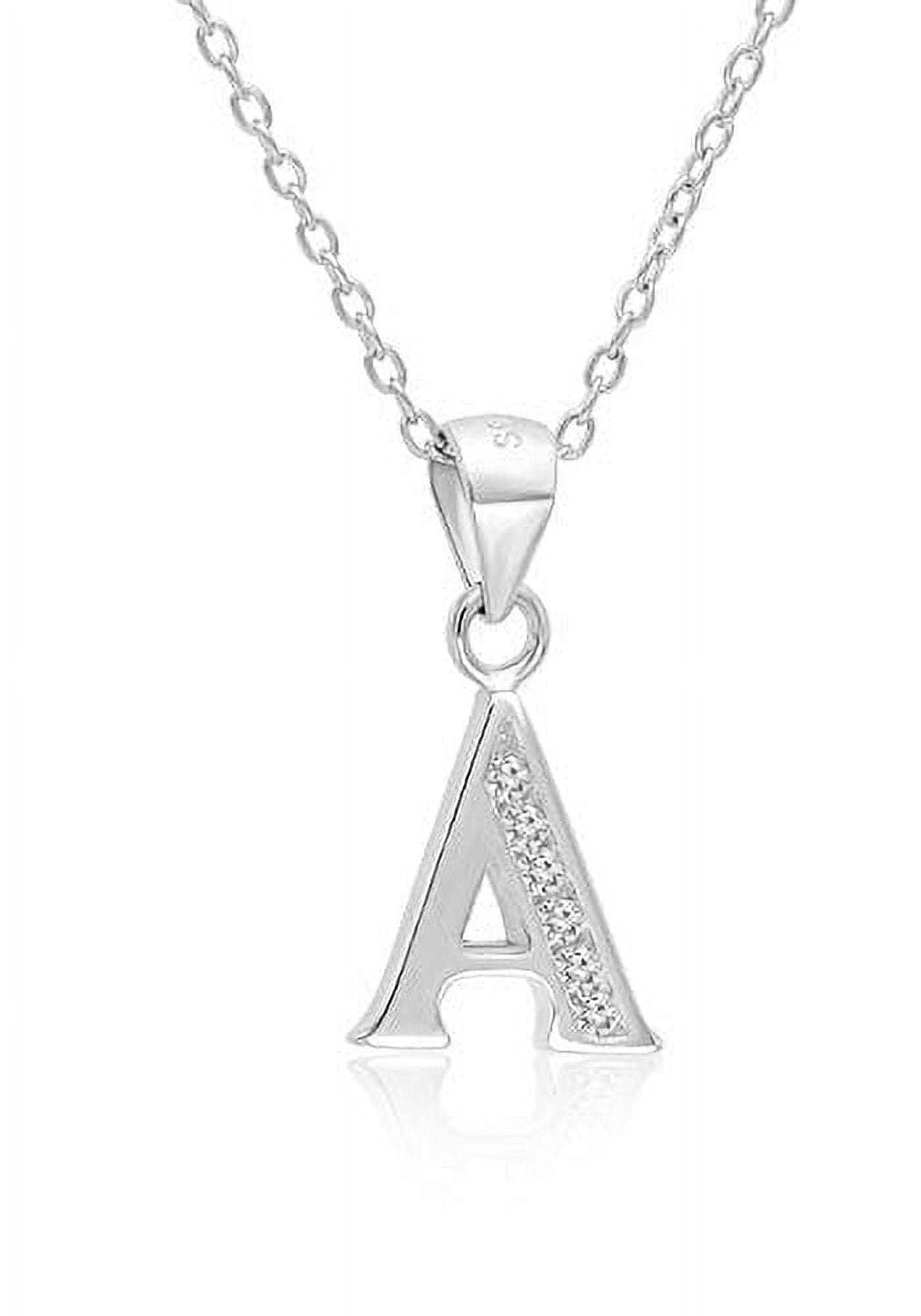 Tilo Jewelry 925 Sterling Silver CZ Initial Letter "A" Pendant Necklace ...