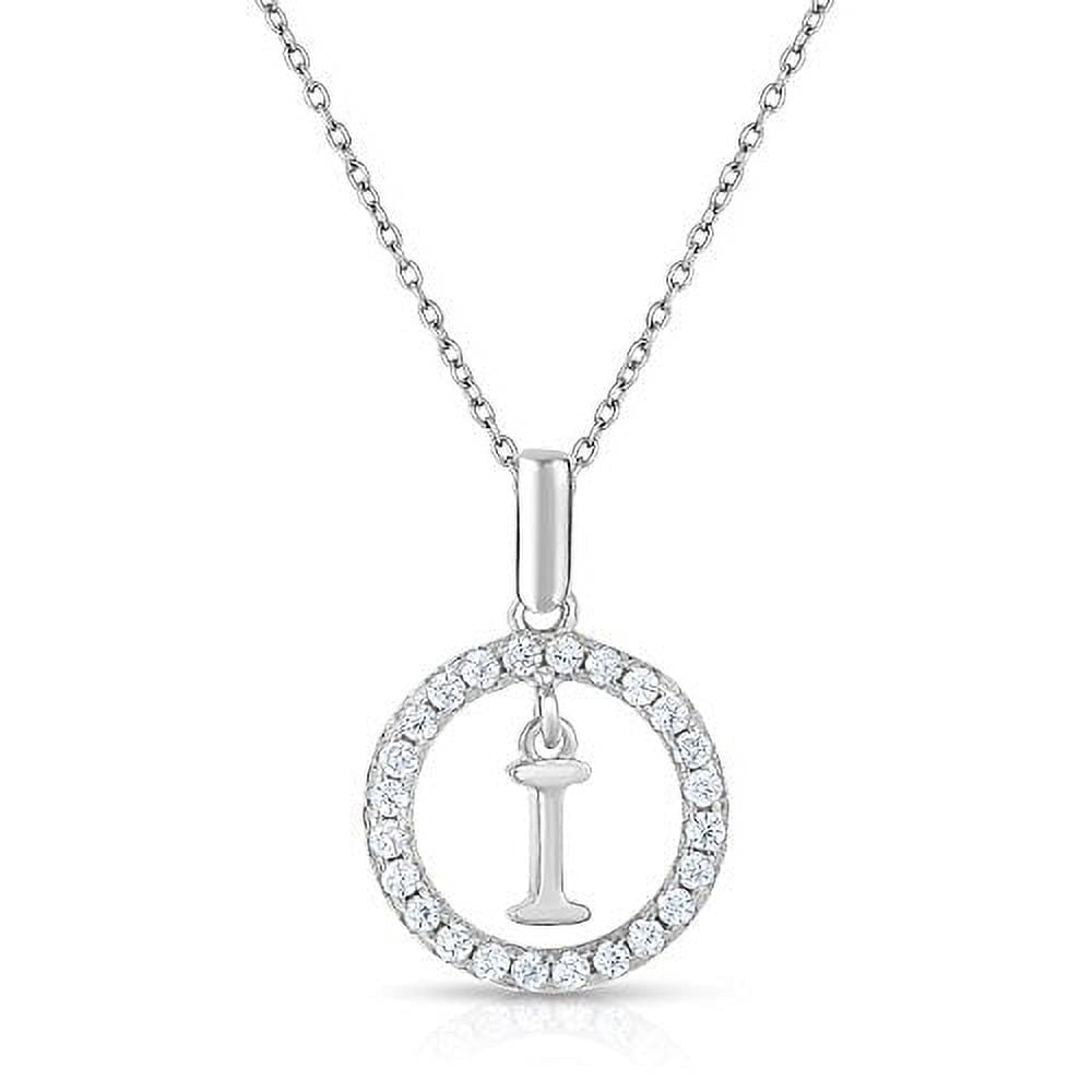 Tilo Jewelry 925 Sterling Silver CZ Initial Letter "I" Pendant Necklace ...