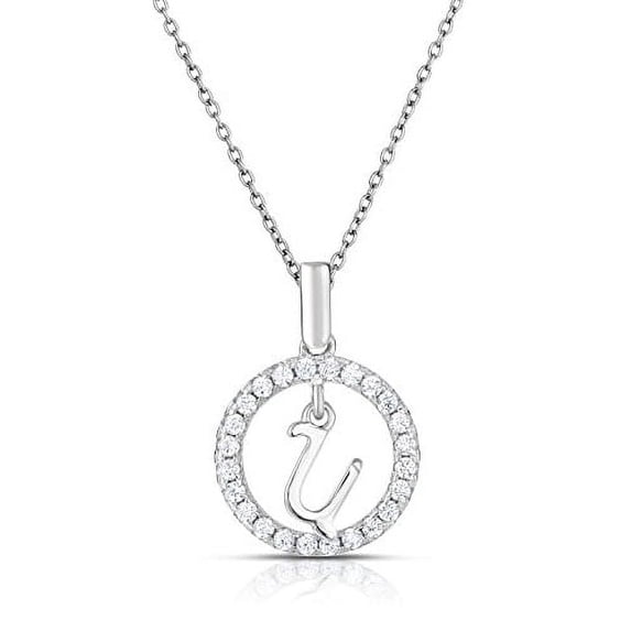 Tilo Jewelry 925 Sterling Silver CZ Initial Letter "U" Pendant Necklace ...