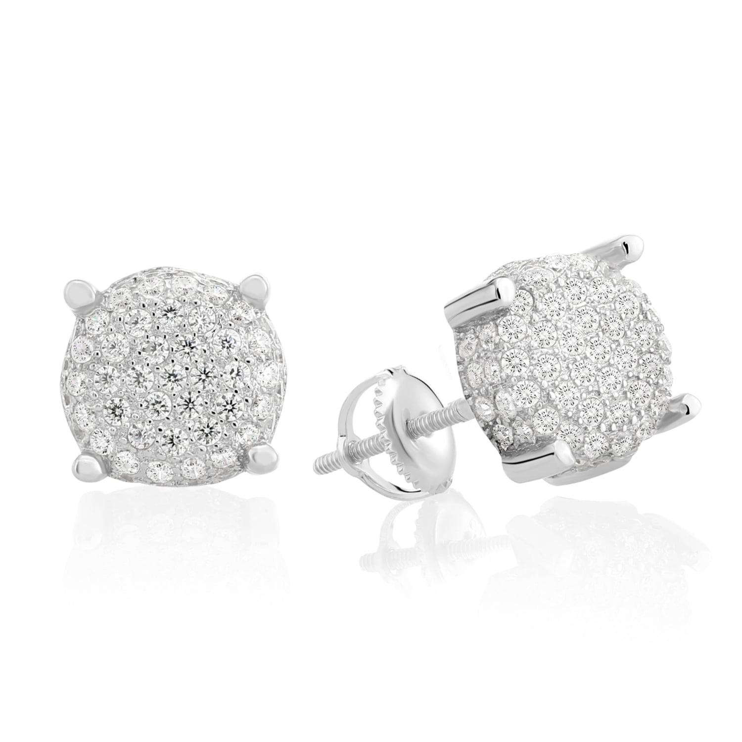 Tilo Jewelry 925 Sterling Silver Cubic Zirconia Round Stud Screw-back ...
