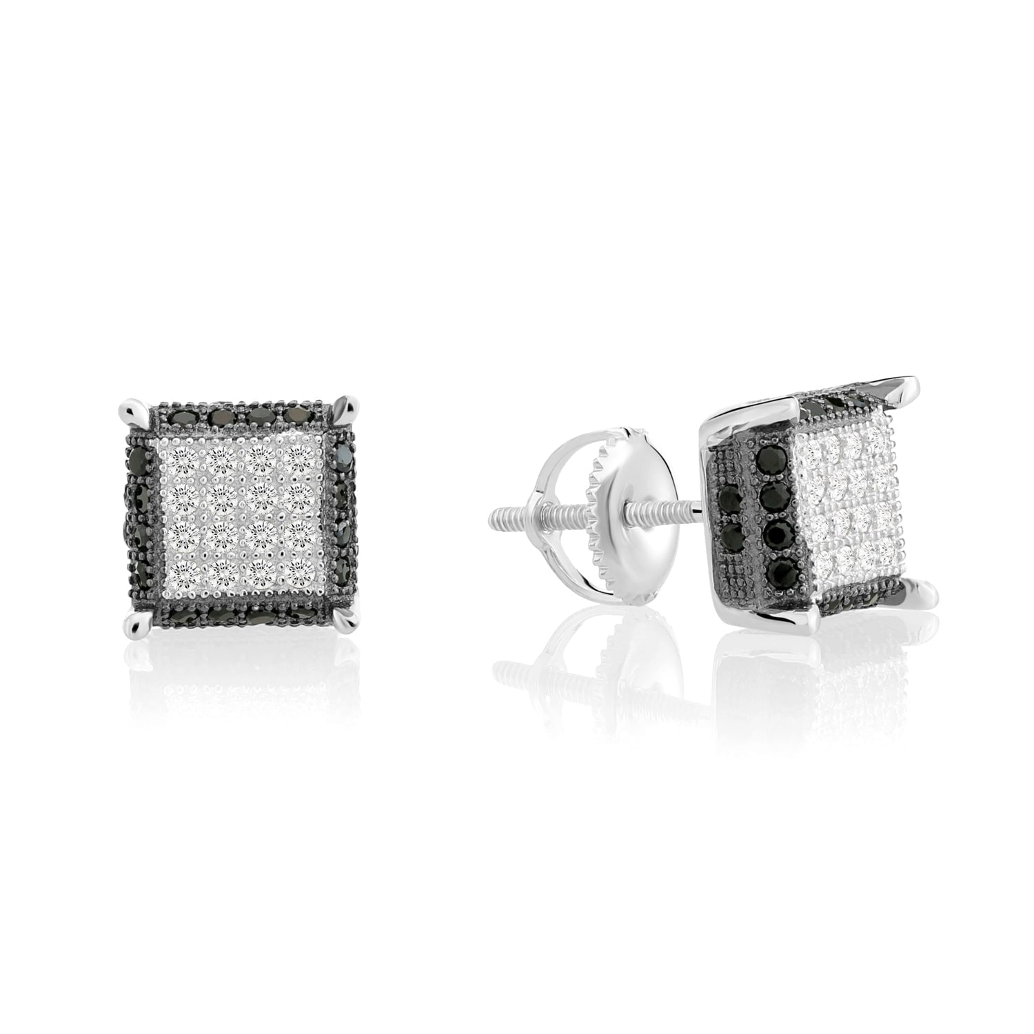Tilo Jewelry 925 Sterling Silver Pave Set Black & White CZ Cubic ...