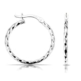 Tilo Jewelry 925 Sterling Silver Twisted Round Hoop Earrings, 2mm Tube ...