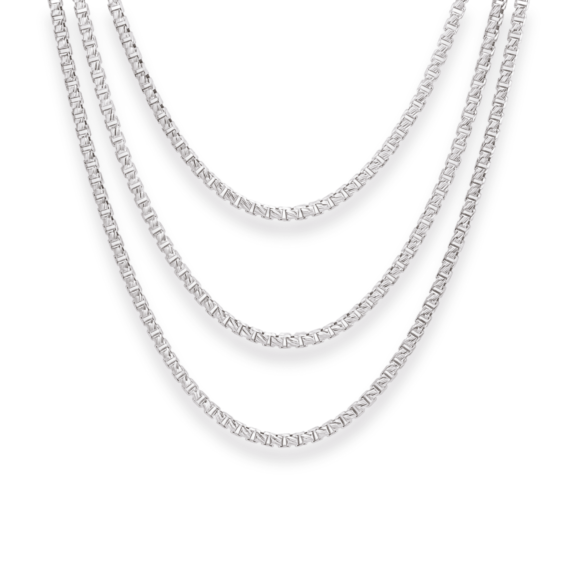 Tilo Jewelry Solid 925 Sterling Silver Diamond-Cut Engraved Box Chain Necklace with Secure ...