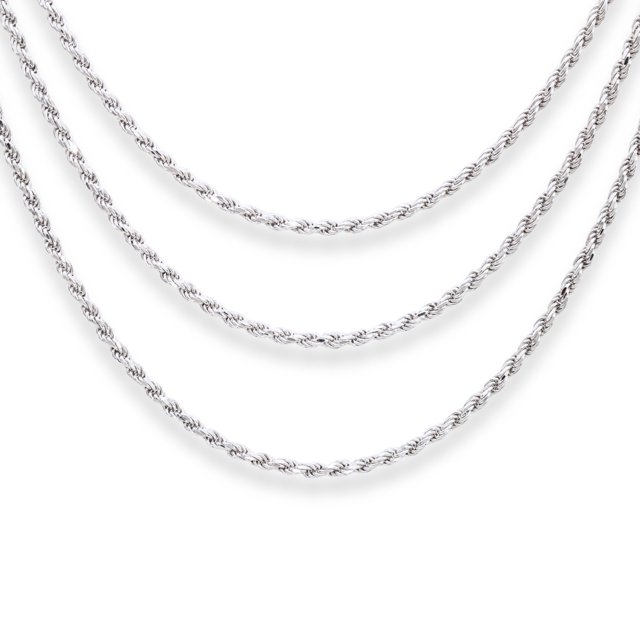 Tilo Jewelry Solid 925 Sterling Silver Rope Chain Necklace with Secure ...