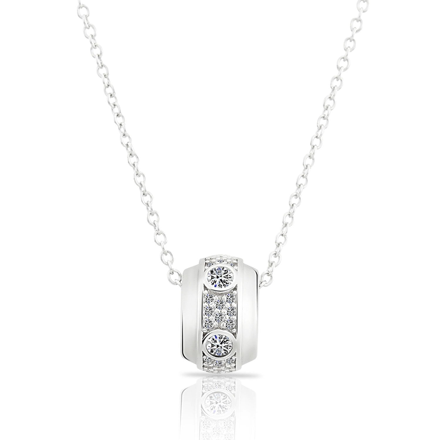 Tilo Jewelry Sterling Silver Barrel Bead Charm Pendant Necklace with ...