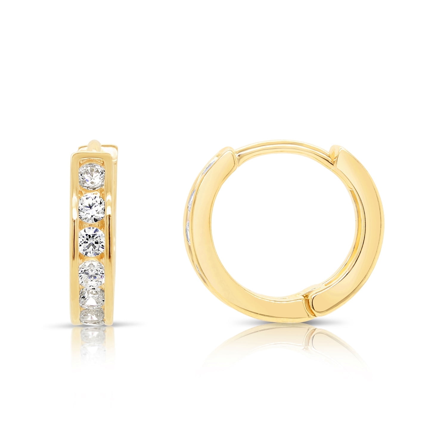 Tilo Jewelry Yellow Gold Plated 925 Sterling Silver Huggie Hoop ...