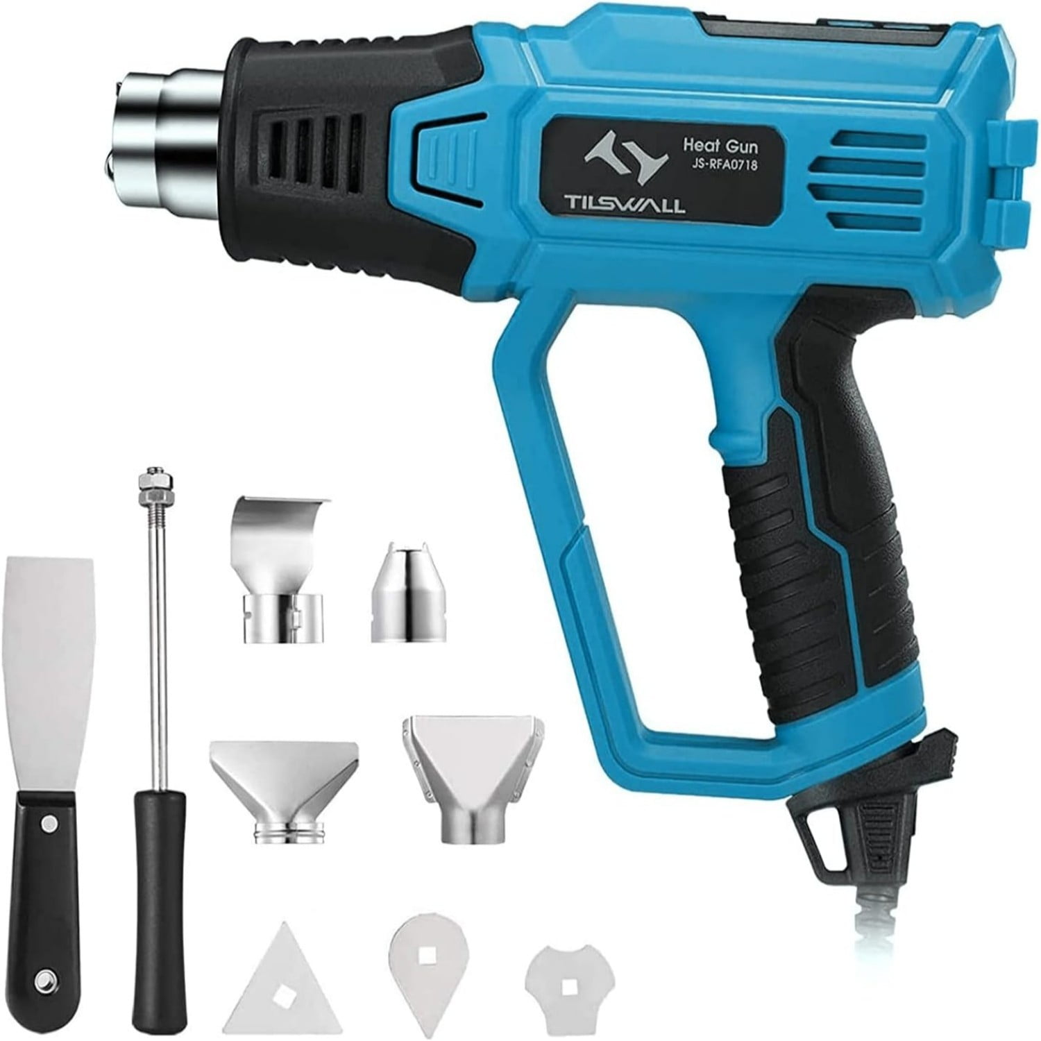 Tilswall Heat Gun, 1800W 122℉-1112℉ Hot Air Gun Kit with 4 Nozzles for ...