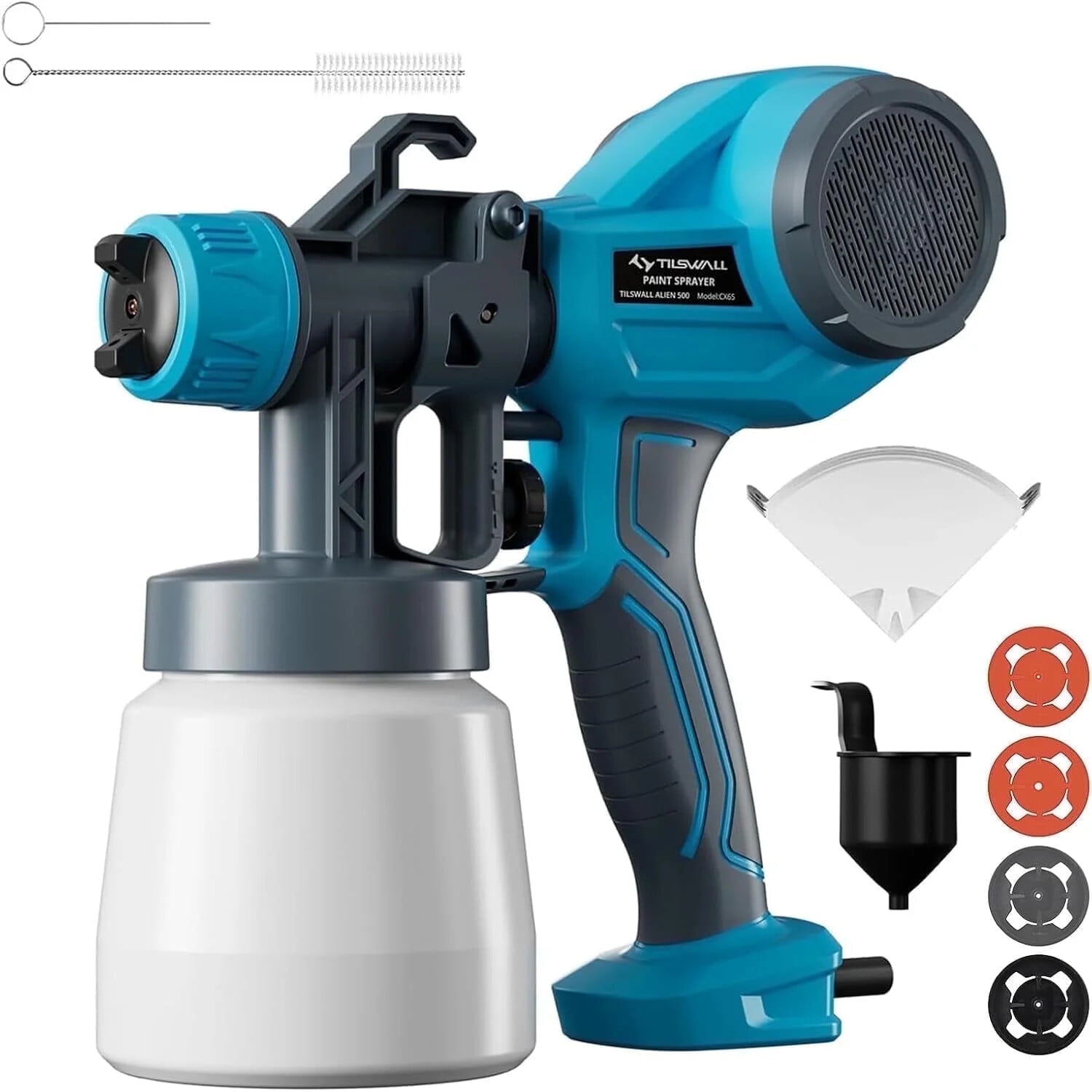Tilswall Paint Sprayer Alien 500 HVLP Spray Paint Gun with 4 Nozzles ...