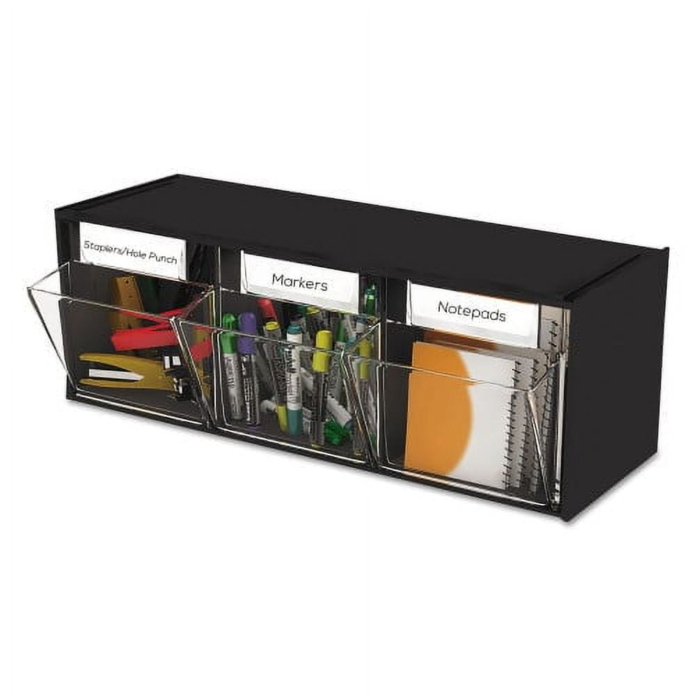 deflecto Tilt Bin Interlocking Multi-bin Storage Organizer, 3 Sections ...