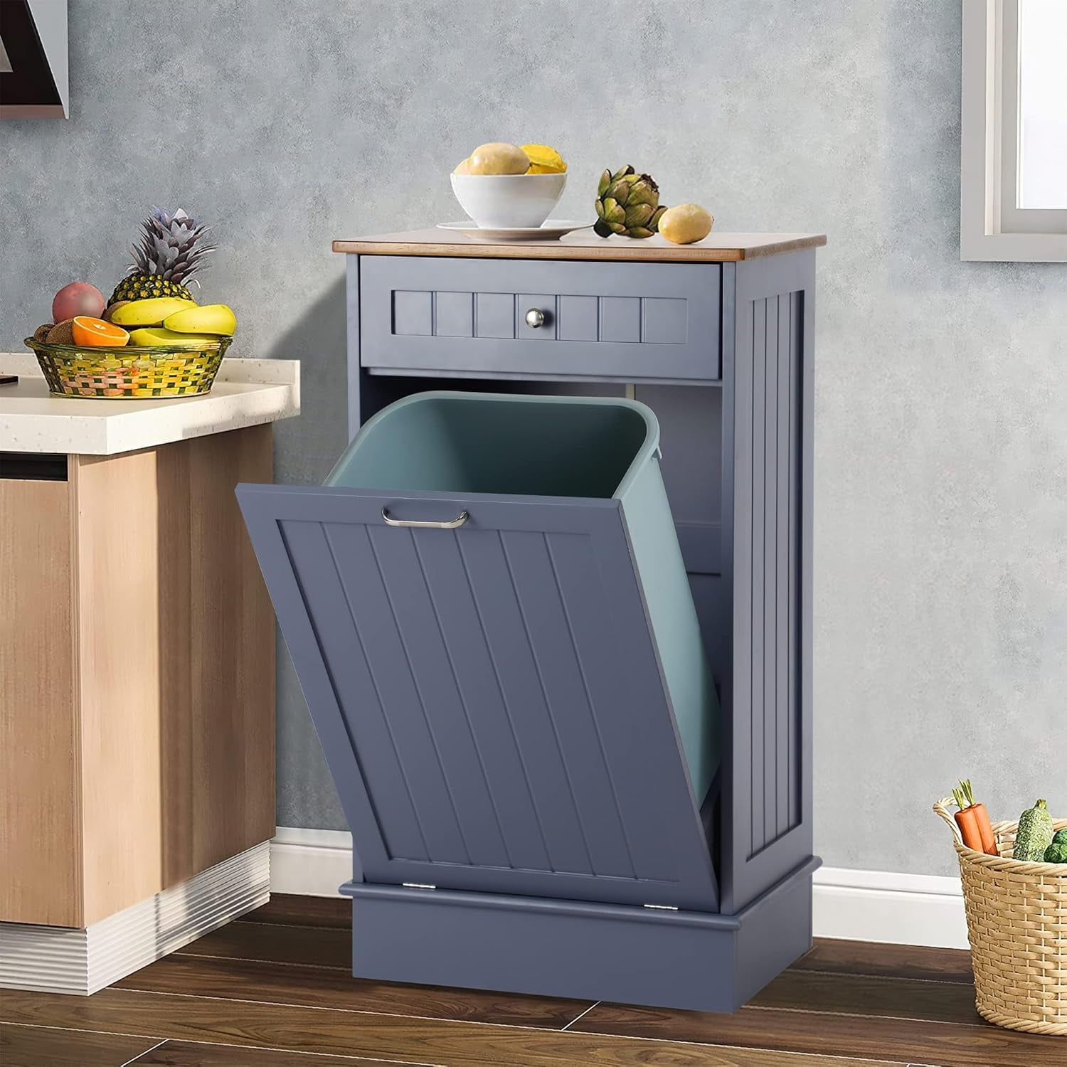 Tilt Out Trash Bin Cabinet Dog Proof Trash Can Holder Kitchen Island ...