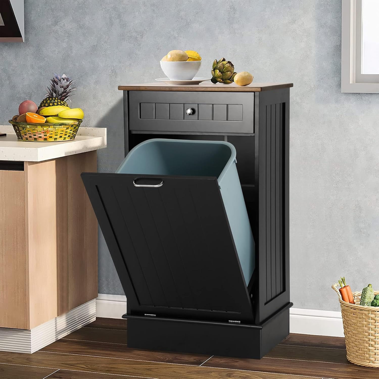 Tilt Out Trash Bin Cabinet Dog Proof Trash Can Holder Kitchen Island ...