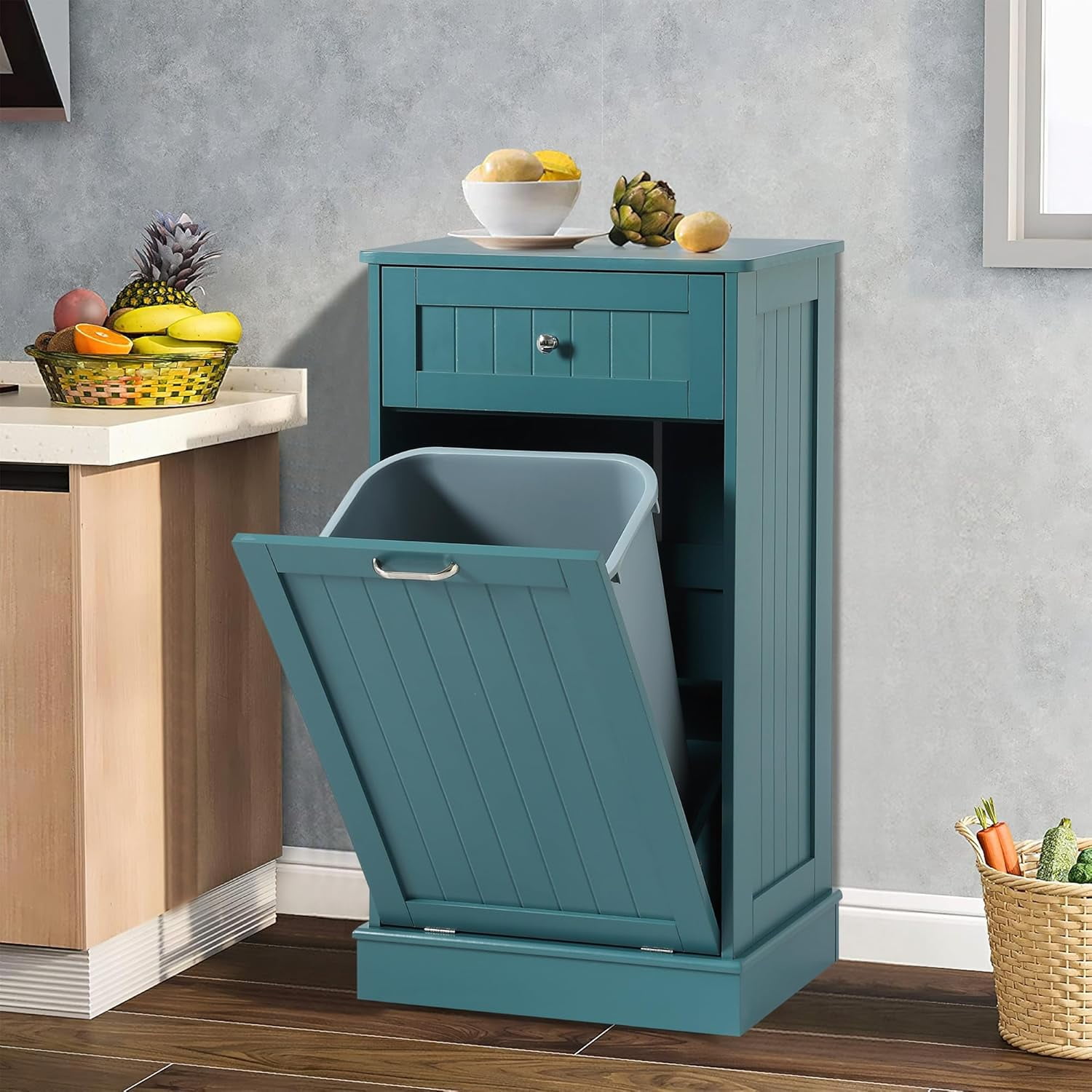 Tilt Out Trash Bin Cabinet Dog Proof Trash Can Holder Kitchen Island ...