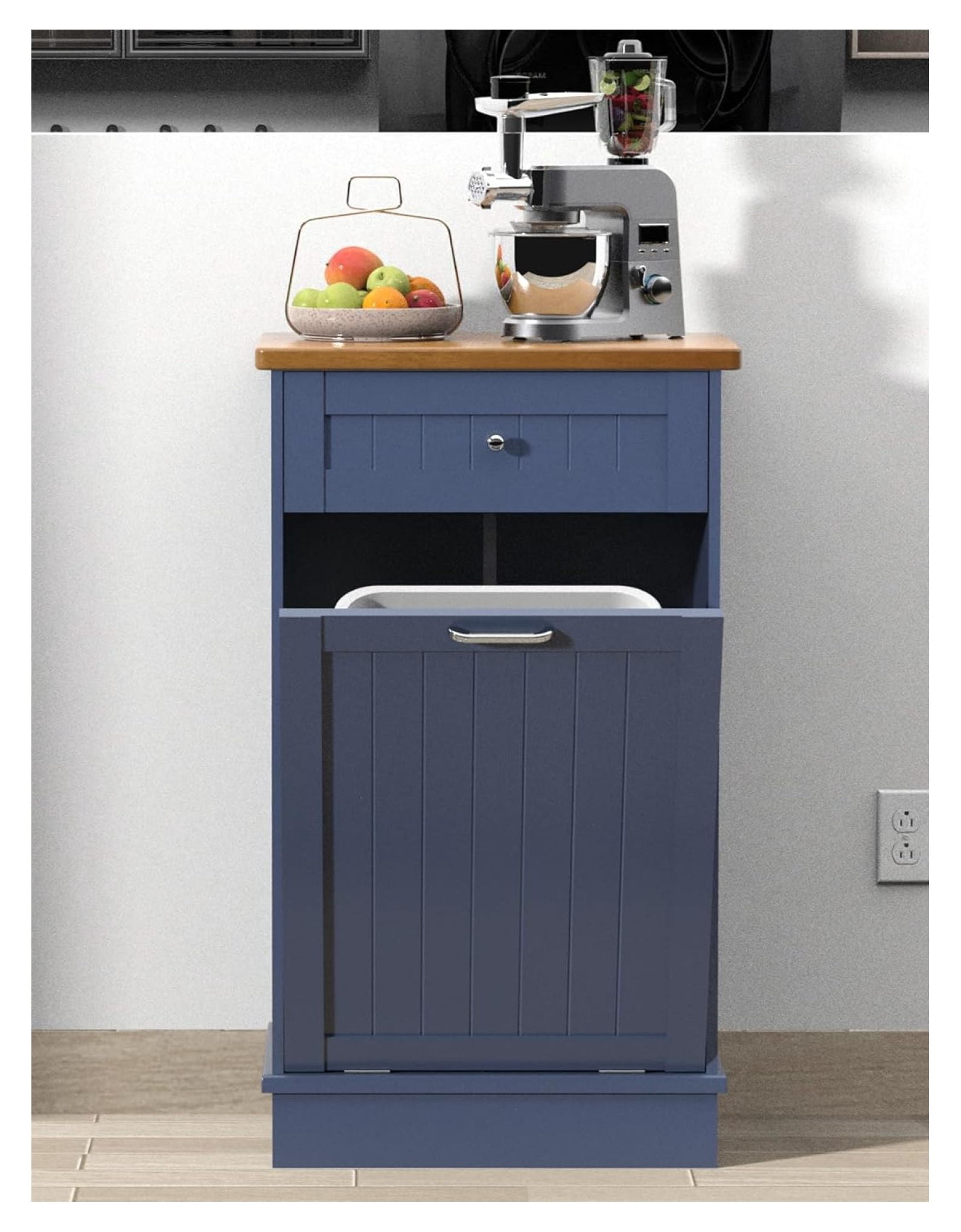 Tilt Out Trash Cabinet,Antique-Style Beadboard Kitchen Island with ...