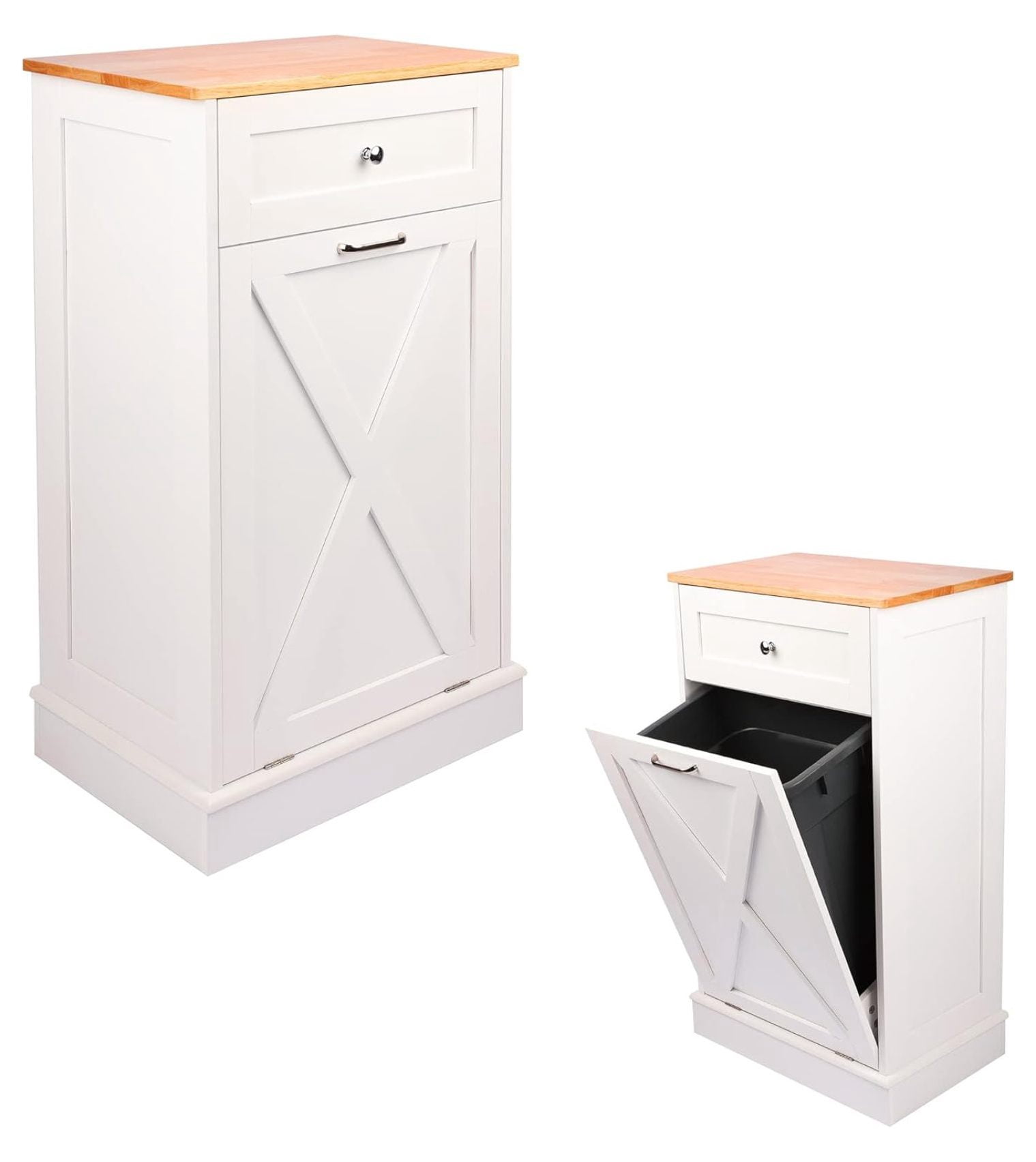 Tilt Out Trash Cabinet Standing 10 Gallon Recycling Trash Can Cabinet ...