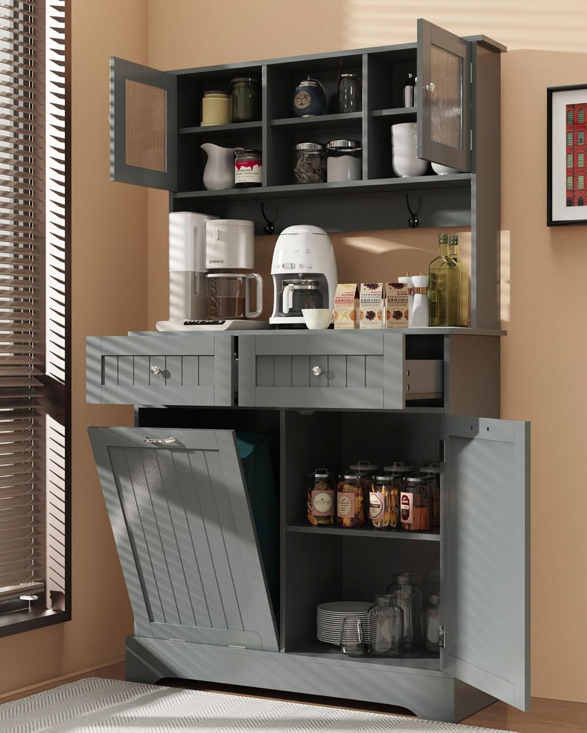 Tilt Out Trash Cabinet,Storage Cabinet,Two Solid Wood Hideaway Trash ...