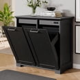 Tilt Out Trash Cabinet Wooden, Double Door 2x10 Gallons, Black Finish ...