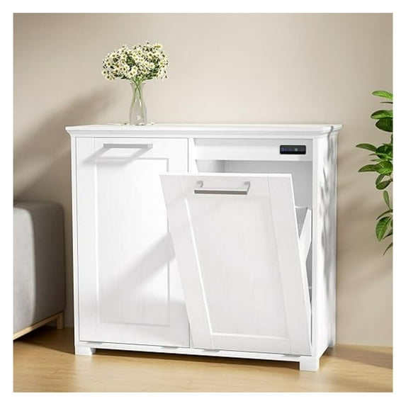 Tilt Out Trash Cabinet, Wooden Kitchen Trash Can Cabinet with ...