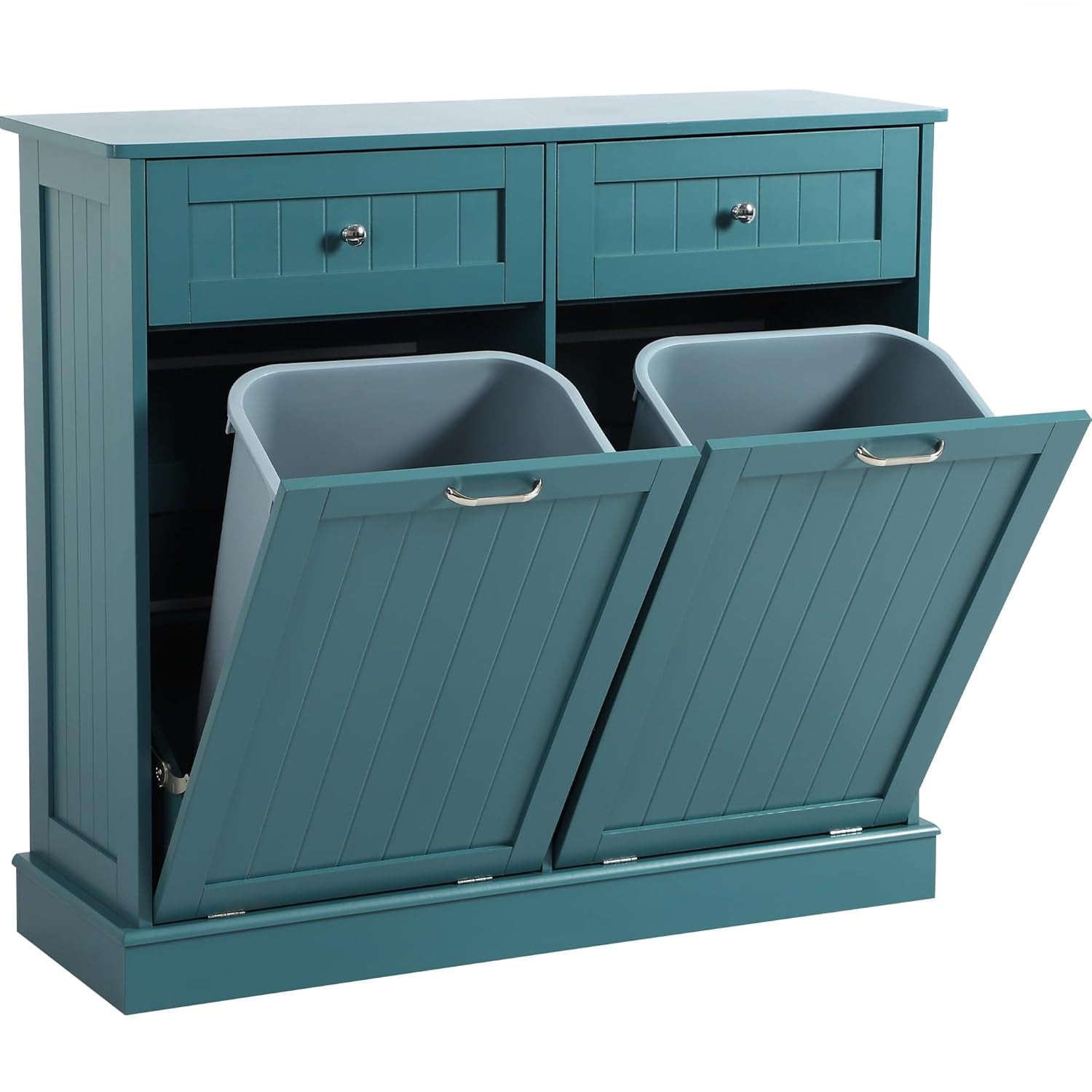 Tilt Out Trash Cabinet with Double Hidden Trash Can Holder, Kitchen ...