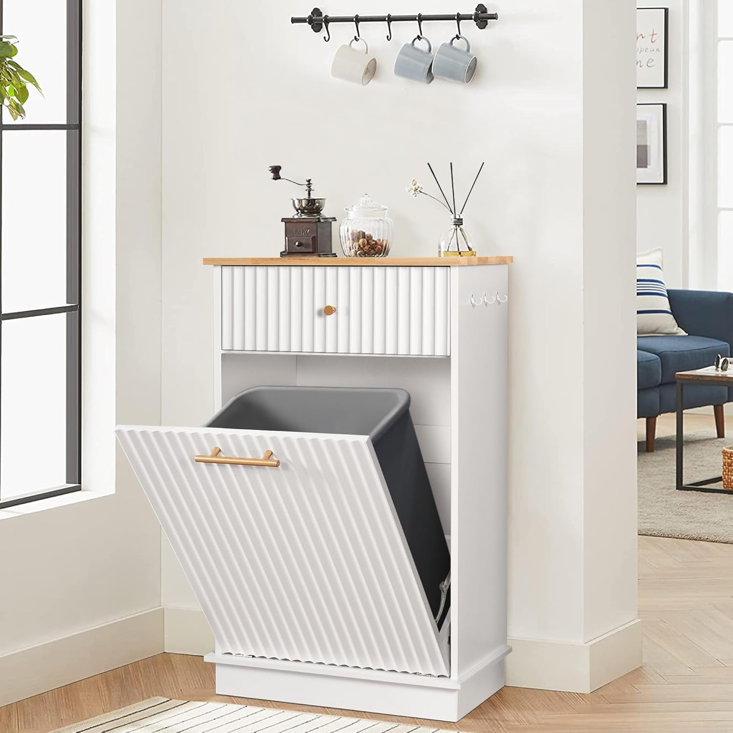 Tilt Out Trash Can Cabinet 10 Gallon, Kitchen Hidden Trash Cabinet ...