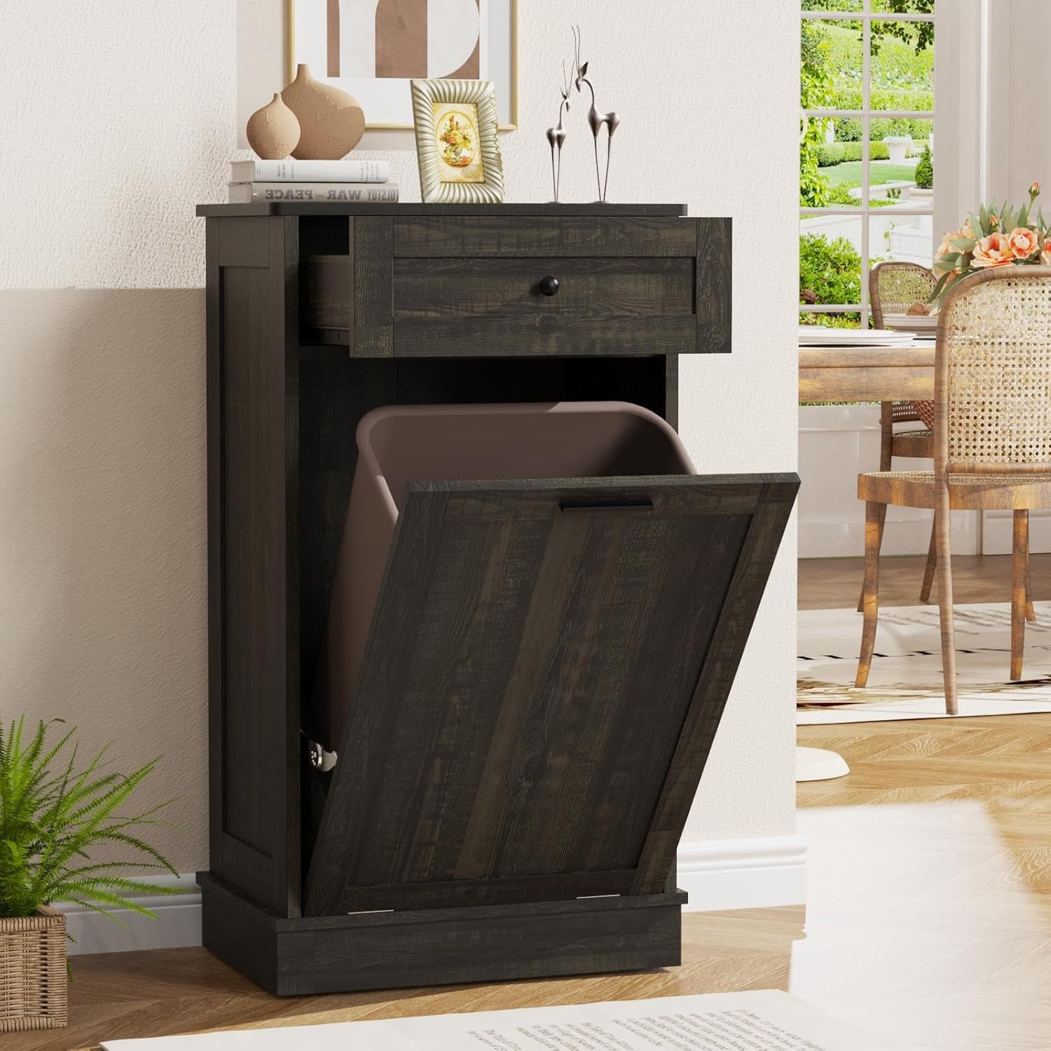 Tilt Out Trash Can Cabinet, Tilt Out Laundry Hamper, Dog Proof Trash ...