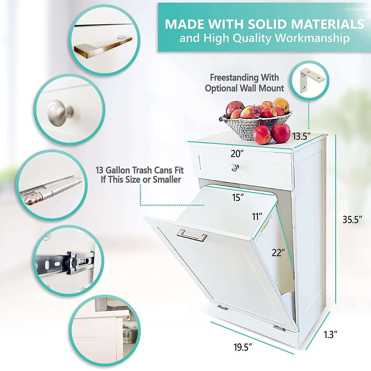 Tilt Out Trash Bin Cabinet or Laundry Hamper Solid Workmanship New 2021 ...