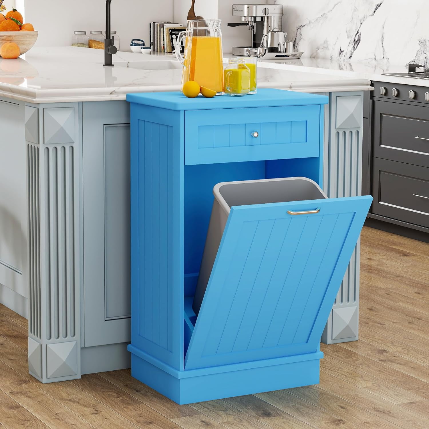 Tilt Out Trash Cabinet 10 Gallon Wooden Free Standing Laundry Sorter ...