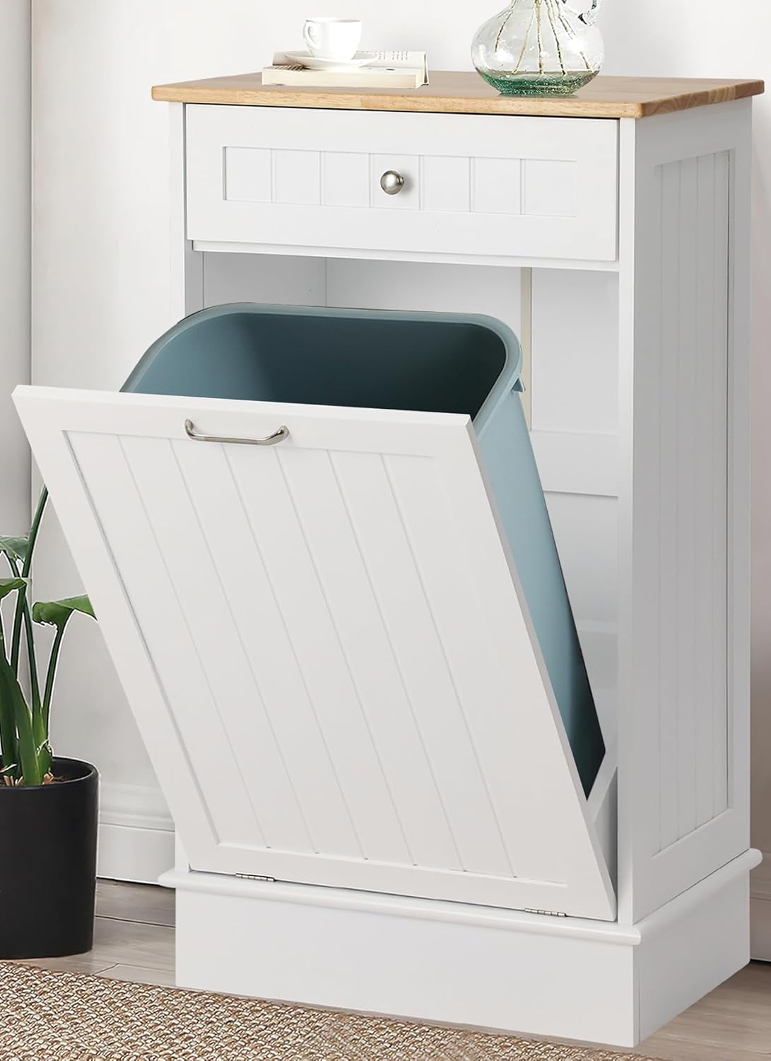 Tilt Out Trash Cabinet,Wooden Kitchen Trash Bin Holder Garbage Bin ...