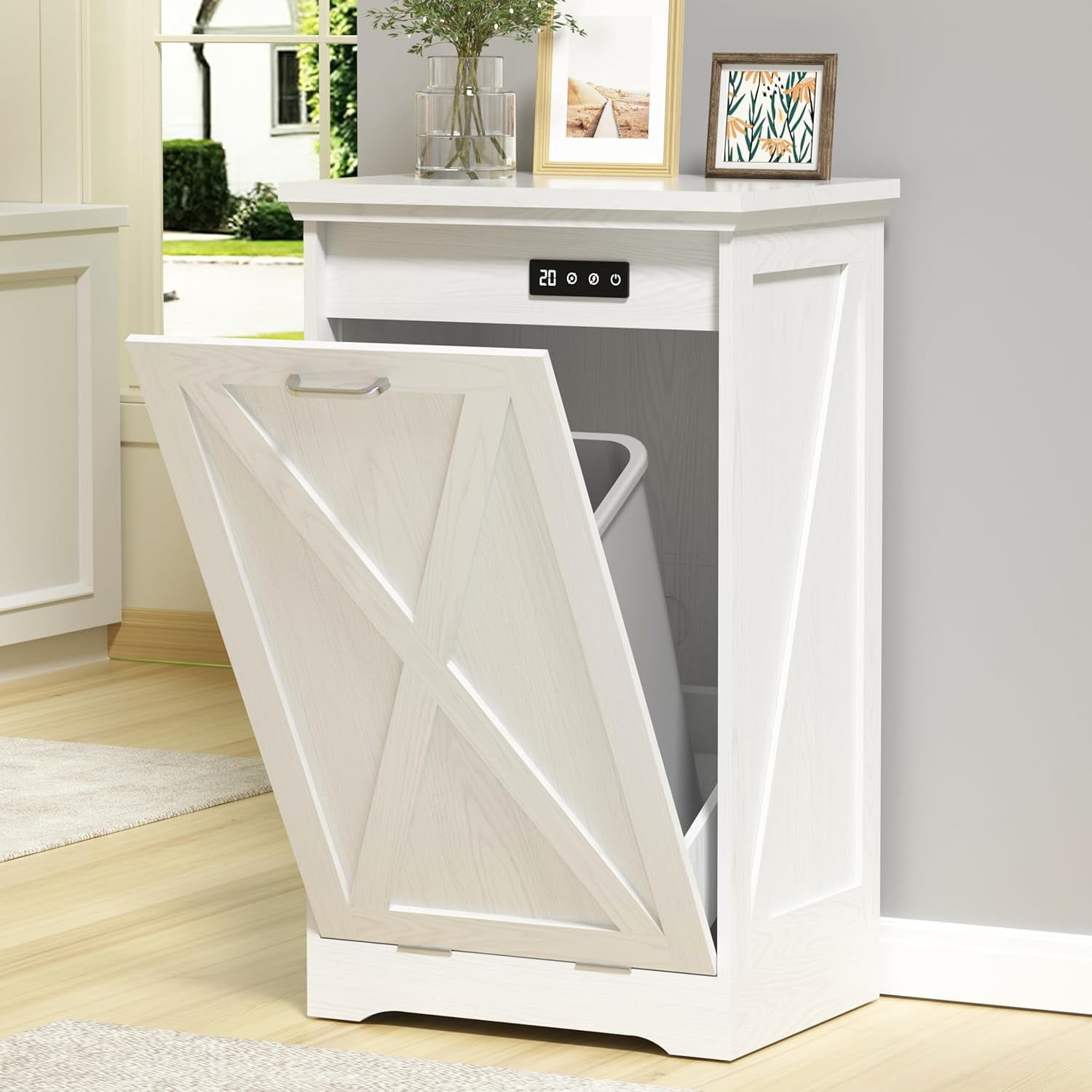 Tilt Out Trash Can Cabinet, 10 Gallon Kitchen Trash Cabinet Hidden ...