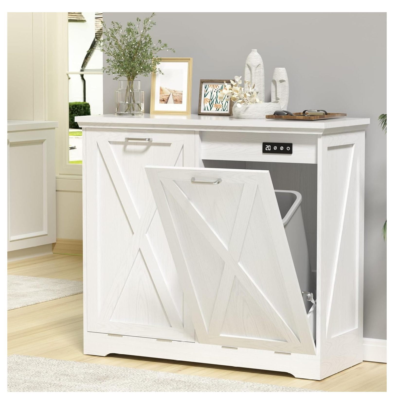 Tilt Out Trash Can Cabinet, 10 Gallon Kitchen Trash Cabinet Trash Can ...