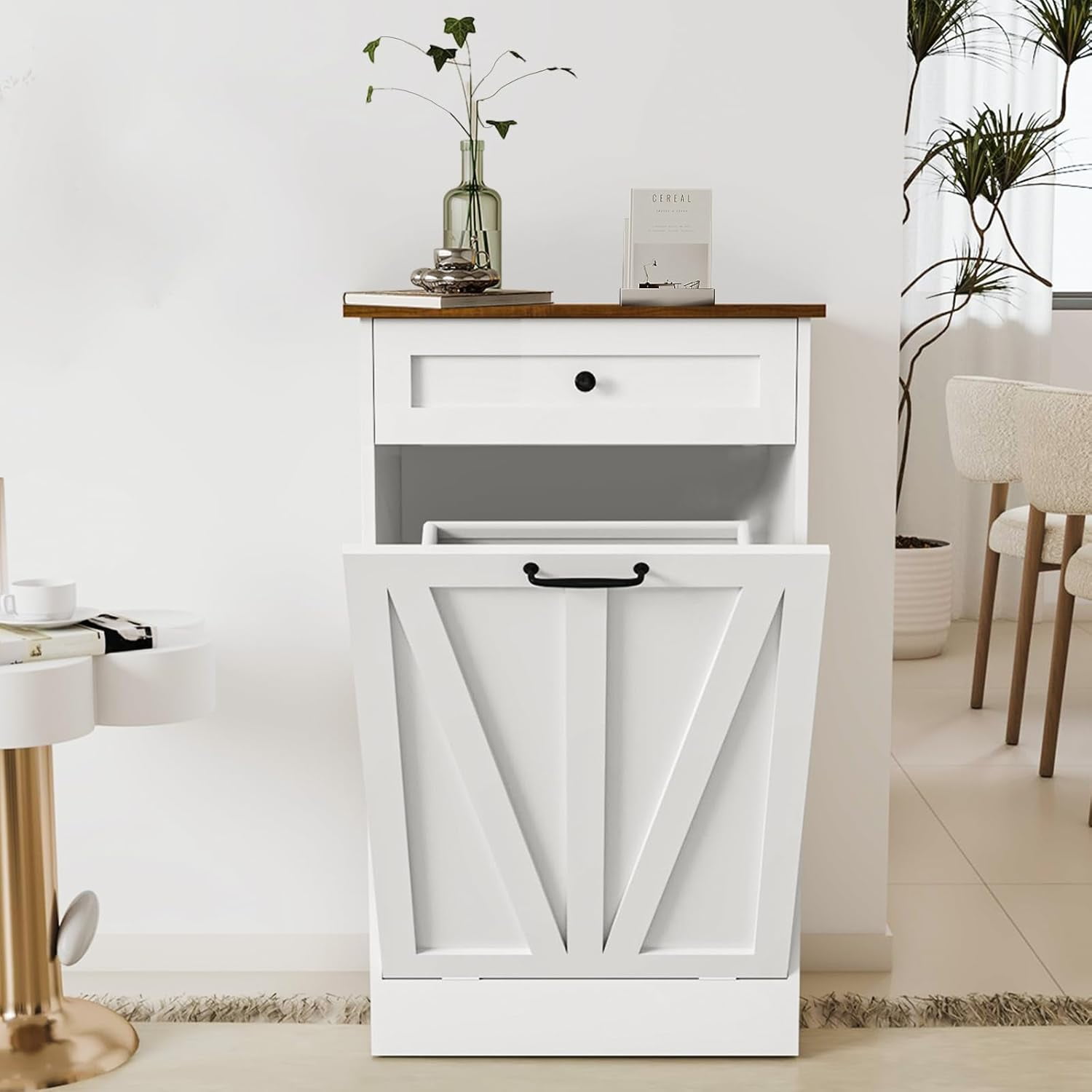 Tilt Out Trash Can Cabinet, 13 Gallon Large Hidden Kitchen Garbage Can ...