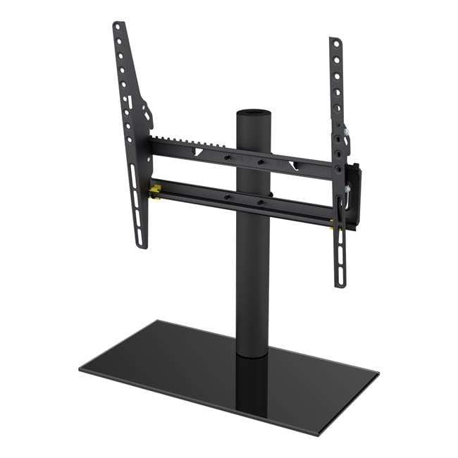Tilt & Turn Table Top TV Stand & Base - Black & Black Glass - Walmart.com