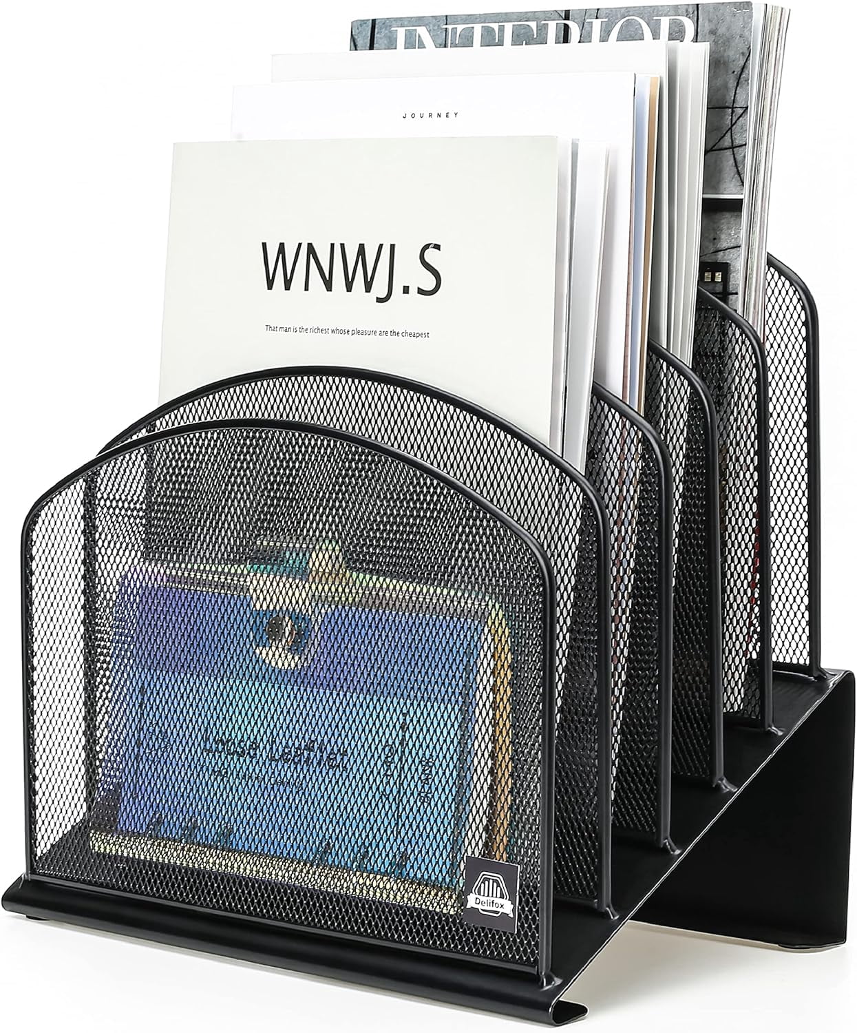 Tilt-down desktop file organizer, 5-compartment vertical file folder ...