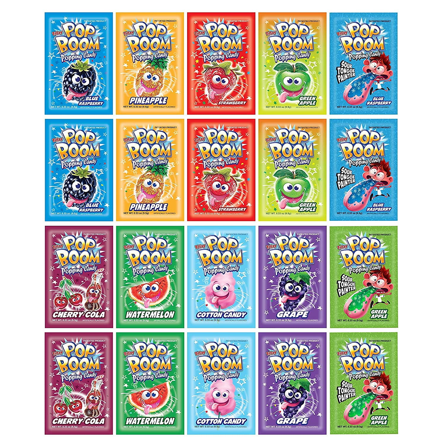 Tiltay Pop Boom Popping DMF15 Candy - 20 Pack - 10 Flavor Assortment ...
