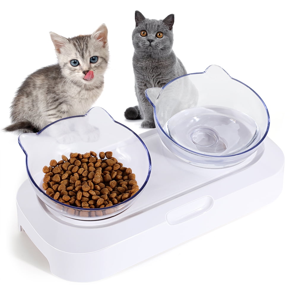 Tilted Cat Bowls, Elevated Cat Bowl Transparent Cat Feeding Bowl Raised ...