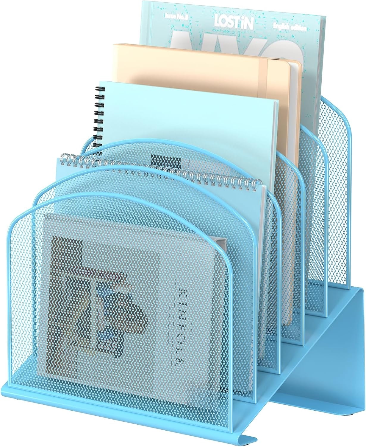Tilted desktop file organizer, vertical folder rack bracket metal rack ...