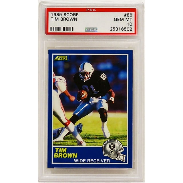 Tim Brown (Raiders) 1989 Score Football #86 RC Rookie Card - PSA 10 GEM ...
