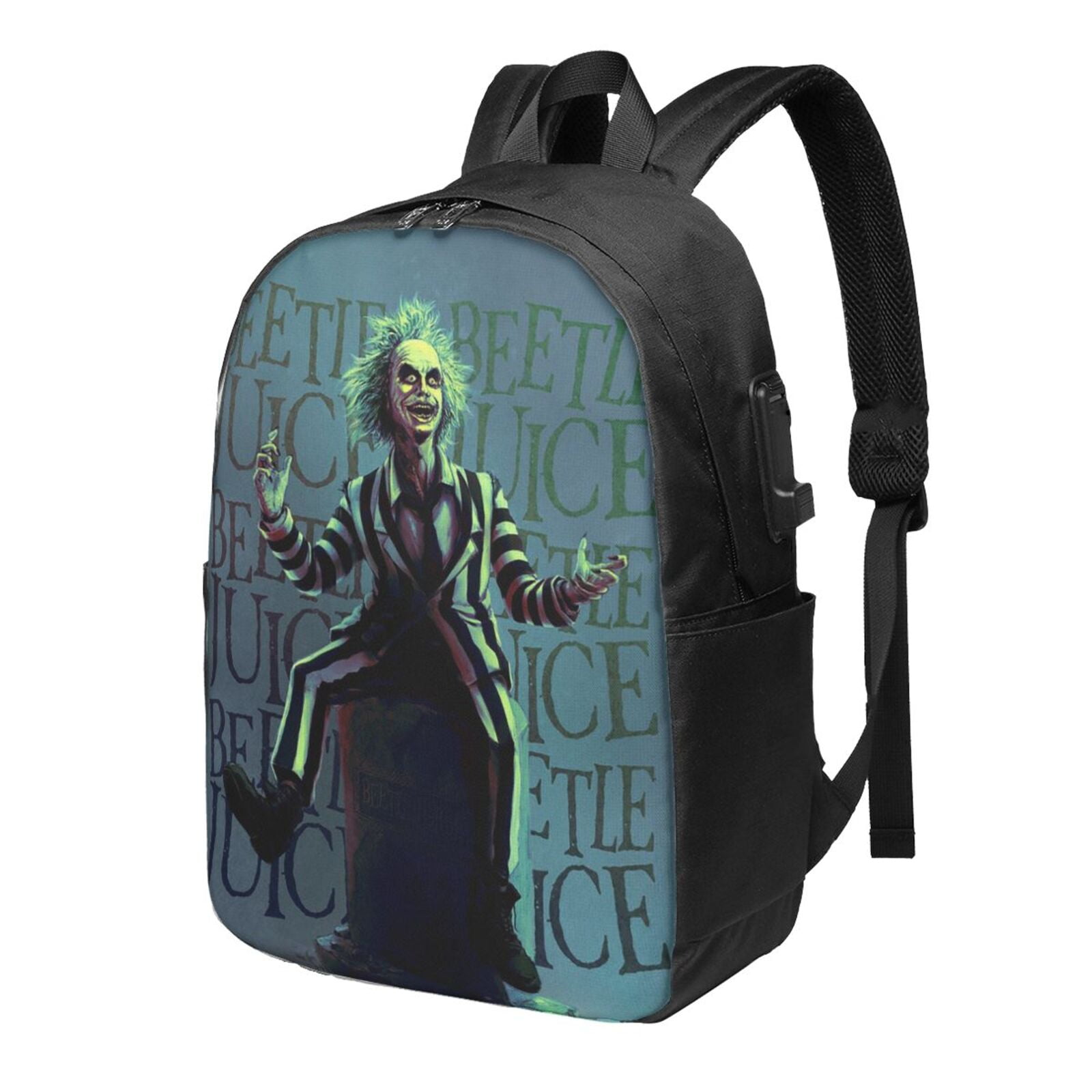 Tim Burton Beetlejuice USB Backpack 17 IN Laptop Bags Bookbags Travel ...
