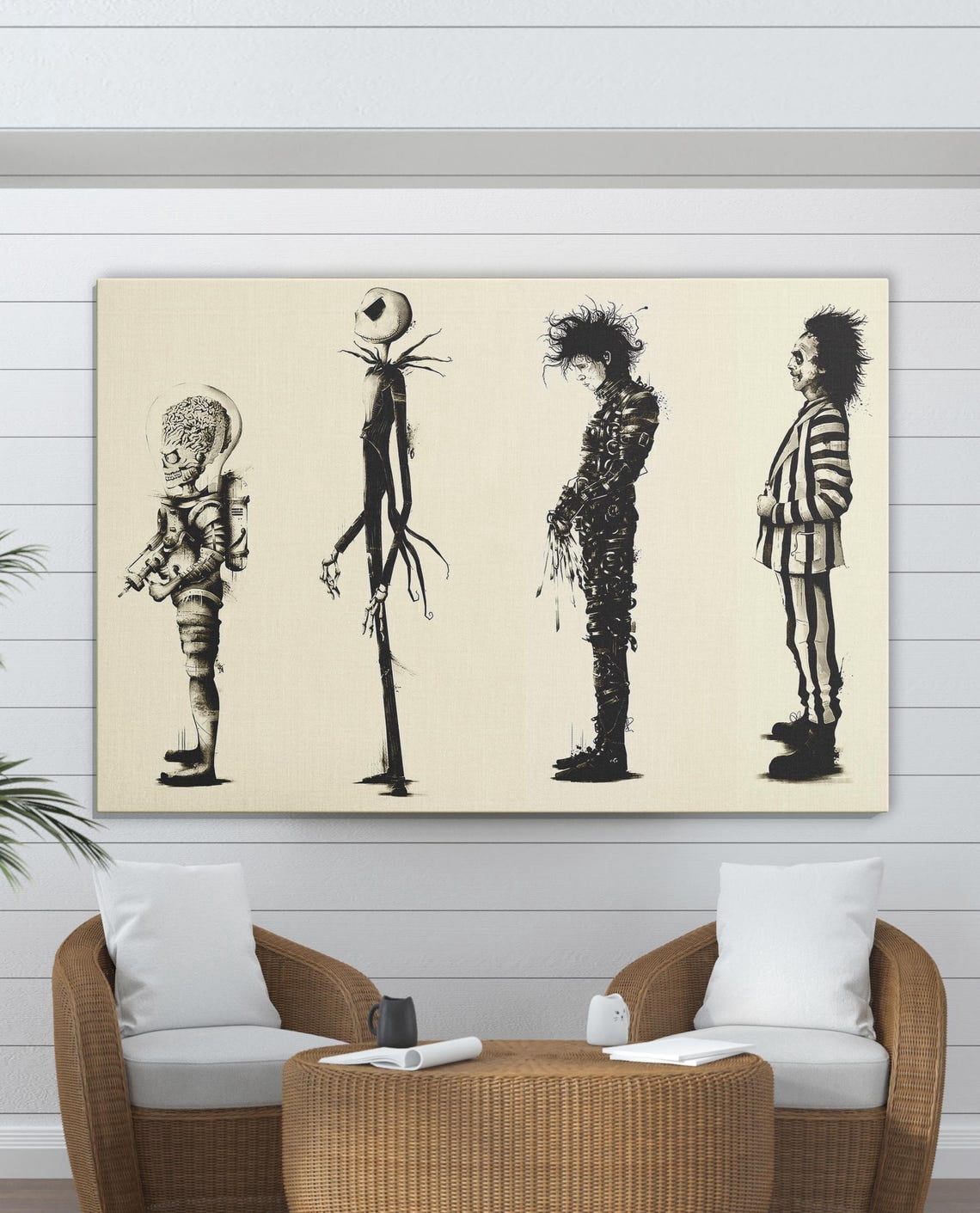 Tim Burton Characters Art, Gothic Style Minimal Wall Decor, Tim Burton ...