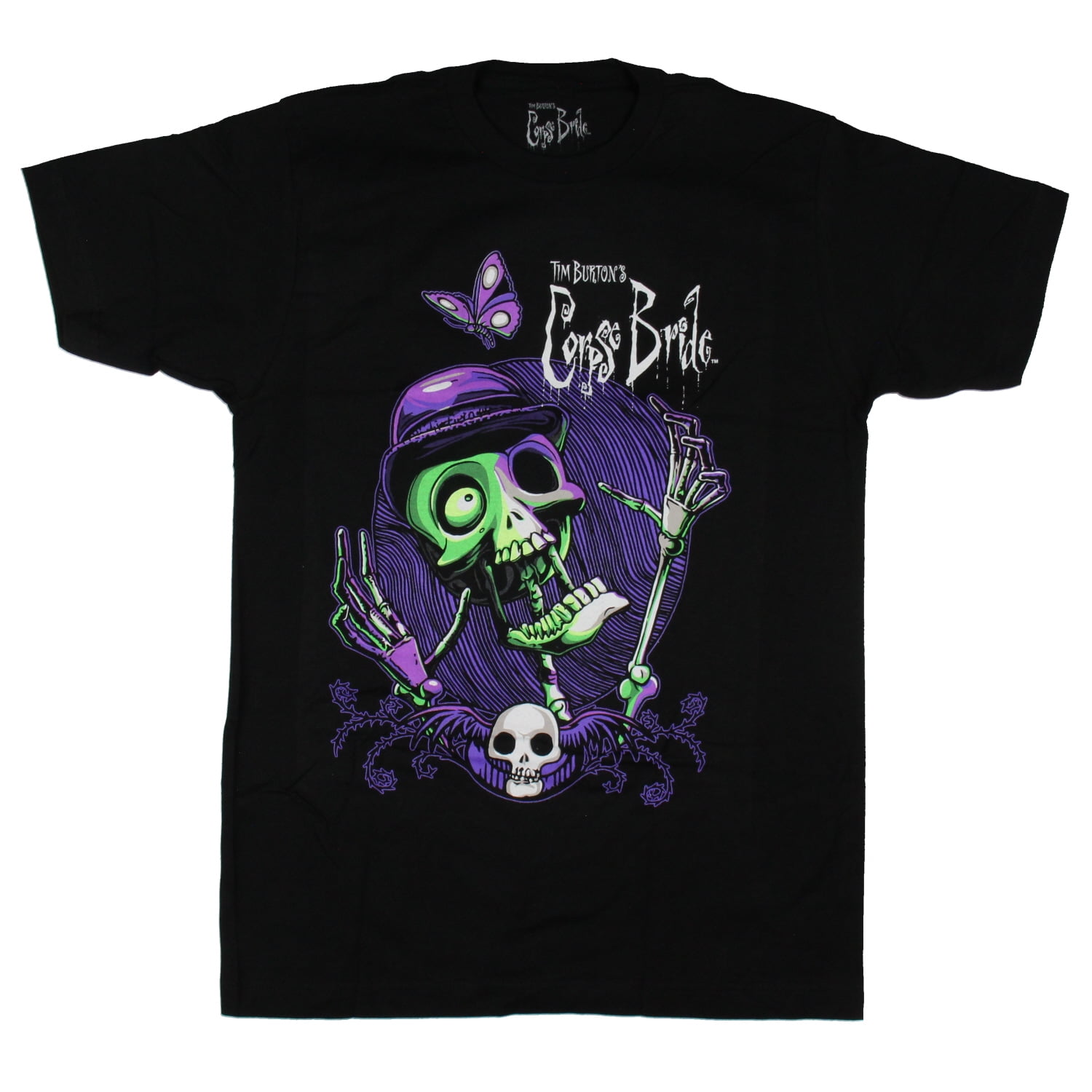 Tim Burton's Corpse Bride Men's Bonejangeles Adult Short Sleeve Graphic ...
